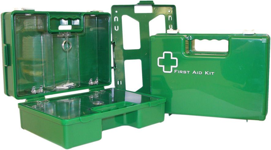 Green First Aid Box with compartments - Wall Mounting Bracket