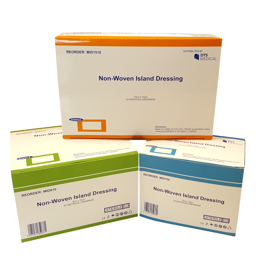 Island Dressings an absorbent pad with a non-woven adhesive backing